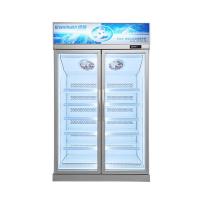 China 5 Shelves Double Glass Doors Commercial Display Freezer With Auto Defrost for sale