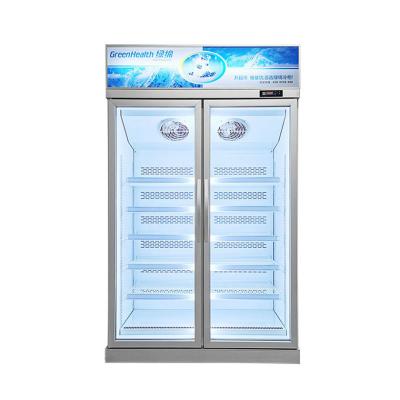 China 5 Shelves Double Glass Doors Commercial Display Freezer With Auto Defrost for sale