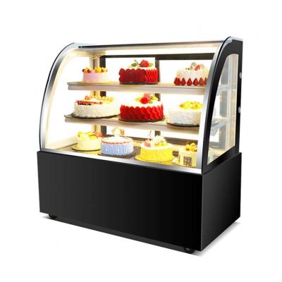 China Digital Thermostat LED Lamp Curved Cake Display Fridge With Fan Cooling for sale