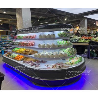 China Custom Island Merchandise Display Round Cabinet Multideck Open Chiller for sale