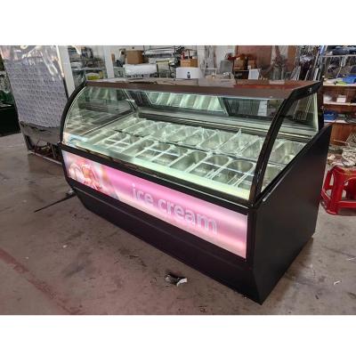 China Green Health 12 Pan Ice Cream Freezer Showcase For Snack Shop CE Rohs for sale