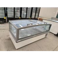 China Large Window Glass Display Cabinet Supermarket Island Freezer With Internal Embossed Aluminum for sale