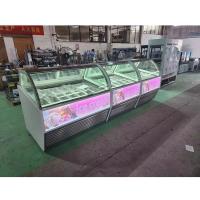 China Stainless Steel Ice Cream Display Showcase With Customized Pan Quantity And Sliding Door for sale