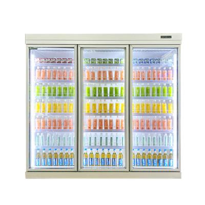 China Adjustable Shelf Glass Door Beverage Cooler For Supermarket Cold Storage Display for sale
