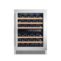 China ETL Certificate Black Electric Wine Cooler with Wood Shelves Dual Zone Glass Door Display Cooler for sale