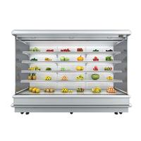 China 12ft Long Grocery Store Multideck Open Chiller Display Fridge With LED Lighting for sale