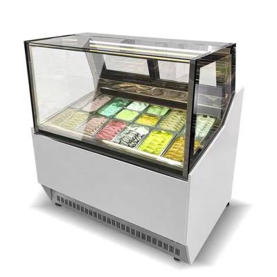 China Frost Free Countertop Glass Ice Cream Showcase With Back Sliding Door for sale