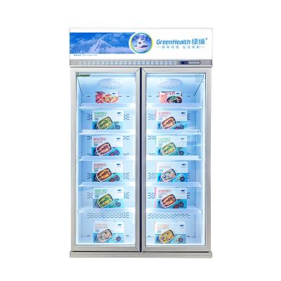 China Commercial Upright Glass Door Freezer With Swing Door And Auto Defrost for sale
