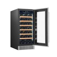 China ETL Certificate 60 Bottle Dual Zone Electric Wine Cooler With Wood Shelves In Black for sale