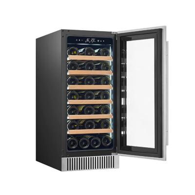 China ETL Certificate 60 Bottle Dual Zone Electric Wine Cooler With Wood Shelves In Black for sale