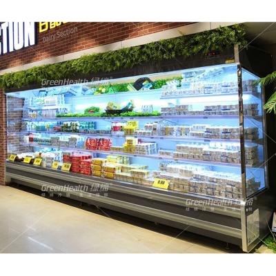 China 1m 3m Vegetables Fruits Milk Drinks Display Multi Deck Open Chiller for sale