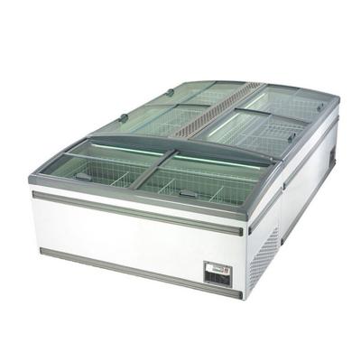 China Flexiable Display Type Glass Door Auto Defrostr Supermarket Island Freezer for sale