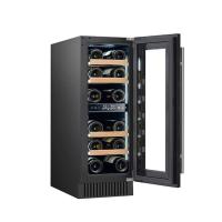 China ETL Certificate 60-Bottle Black Freestanding Electric Wine Cooler With Glass Doors And Wood Shelves for sale