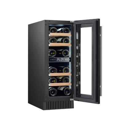 China ETL Certificate 60-Bottle Black Freestanding Electric Wine Cooler With Glass Doors And Wood Shelves for sale