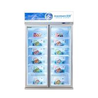 China 5 Layers Shelves Silver Champagne Color Glass Door Freezer For Frozen Sea Food for sale