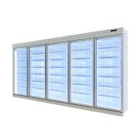 China 5 Glass Door Frozen Foods R404a Commercial Reach In Standing Freezer for sale