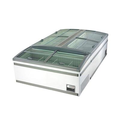 China CE ROHS Commercial Display Freezer Supermarket Curved Glass Door Refrigerator for sale