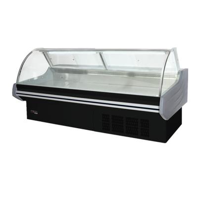 China 220/50hz Voltage Gas R404a Cooked Food Display Showcase Meat Display Cabinet for sale