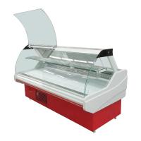 China Deli Display Refrigerator Fresh Meat Showcase Cabinet Meat Display Freezer With Curved Glass for sale