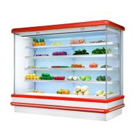 China Multideck Open Chiller For Supermarket Display Of Fruits LED Light Glass Freezer for sale