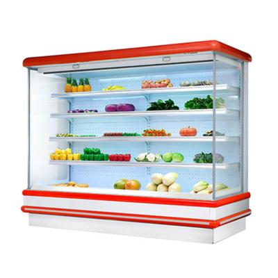 China Multideck Open Chiller For Supermarket Display Of Fruits LED Light Glass Freezer for sale