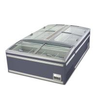 China Horizontal Glass Stainless Steel Commercial Island Freezer For Frozen Products for sale