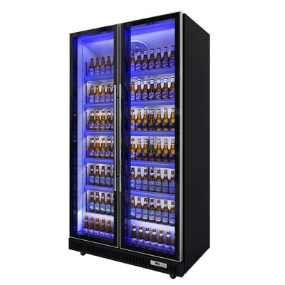China 748L Two Glass Doors Multiple Variable LED Light Refrigerated Display Freezer for sale