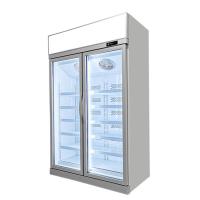 China Two Glass Doors On The Upper Unit Display Freezer For Low-Temperature Frozen Products for sale