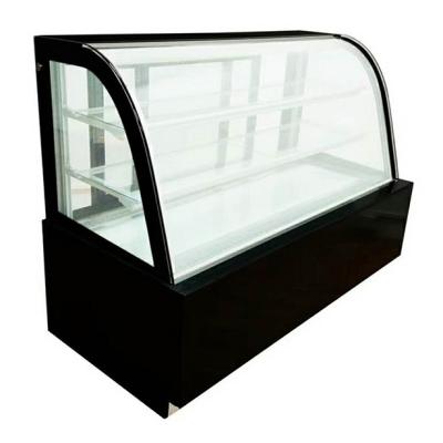 China Curved Glass Stainless Steel Cake Display Freezer with Multiple Shelves for Commercial Use for sale