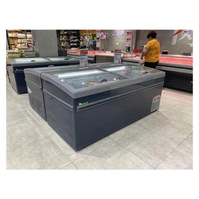 China Lower Unit Large Capacity Cryogenic Frozen Products/Rice-Meat Dumplings/Seafood Storage Display Island Cabinet Freezer for sale