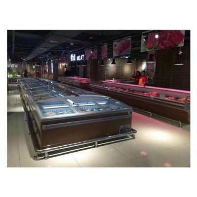 China Latest Sliding Door Low-Temperature Frozen Meatballs Food Storage Display Island Cabinet Freezer for sale