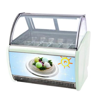 China Commercial Ice Cream Display Freezer with Adjustable Thermostat Stainless Steel Pans and R404a Refrigerant for sale