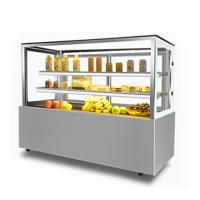 China White Stainless Steel Glass Material Multiple Shelves Cake Shop Display Freezer for sale