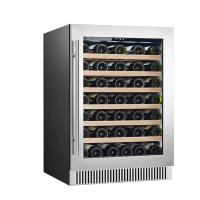 China 60 Bottles Glass Door Wine Cooler with Wood Shelving for Red Wine Refrigerated Storage for sale