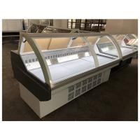 China Dark Gray Front And Rear Curved Glass Cooked Food Refrigeration Display Cooked Food Freezer for sale