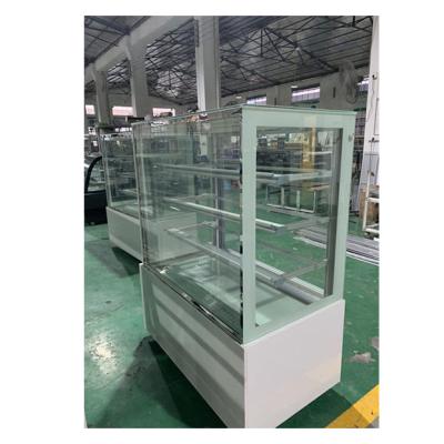 China White / Black Right Angled Multi-Layer Shelf Glass Stainless Steel Cake Refrigeration Display Freezer for sale
