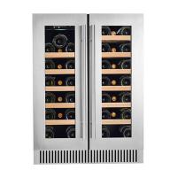 China ETL Certificate 68 Bottles Two Glass Doors Two Independent Temperature Zones Oak Wood Shelves Red Wine Storage Refrigerated Freezer for sale