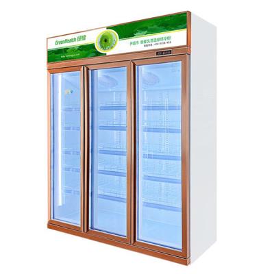 China Three Glass Door Economy Beverage Refrigerated Storage Display Refrigerators Fridge for sale