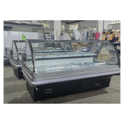 China Commercial Curved Glass Cooked Food Refrigeration Display Cooked Food Freezer Fridge for sale