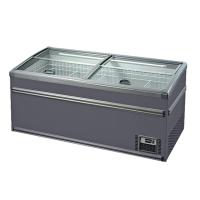 China Horizontal Commercial Large Supermarket Frozen Goods / Frozen Fish Storage Refrigerated Island Cabinet Freezer for sale