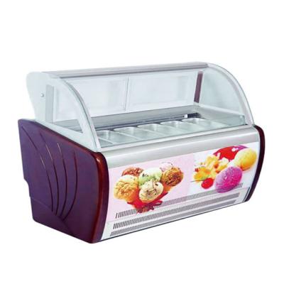 China Built In Curved Glass Stainless Steel Ice Cream Refrigeration Display Freezer for sale
