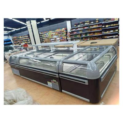 China Commercial Supermarket Large Meatball Frozen Product Storage Refrigerated Island Cabinet Fridge for sale