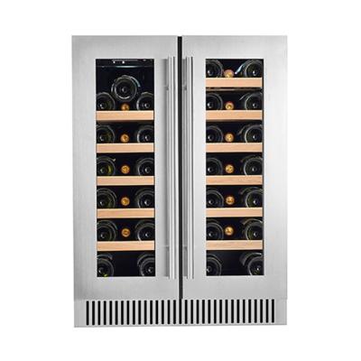 China ETL Certificate Factory Direct Sales 68 Bottles Oak Laminated Red Wine Refrigerated Display Red Wine Freezer for sale