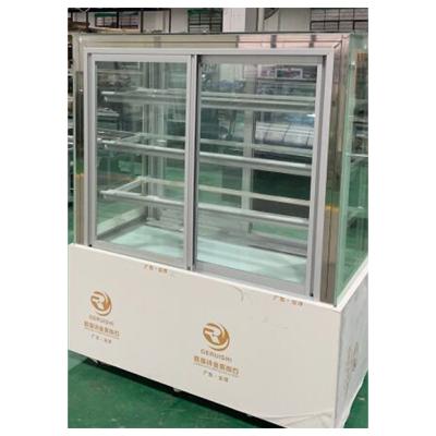 China Factory Direct Sales Transparent Glass Right Angle Stainless Steel Cake Refrigerated Display Freezer for sale