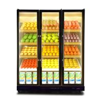 China Commercial Three Glass Doors Multiple LED Lights Beverage Refrigeration Display Freezer for sale