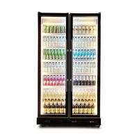 China Multiple LED Lights Two Glass Doors Beverage And Alcohol Refrigeration Display Freezer for sale