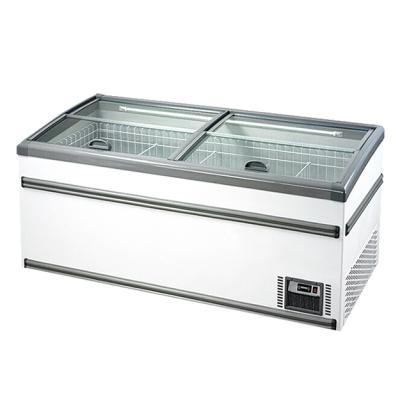 China Supermarket/Store Storage Frozen Goods Large Built-In Compressor Island Cabinet Freezer for sale
