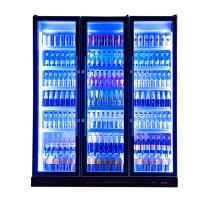 China Commercial Multiple LED Lights Three Glass Doors Beverage/Alcohol Refrigeration Display Freezer for sale