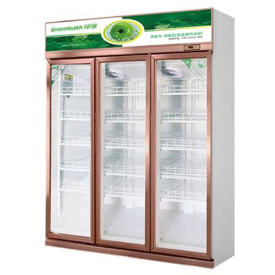 China Vertical Three Glass Doors Luxury Beverage Refrigeration Display Freezer Fridge for sale