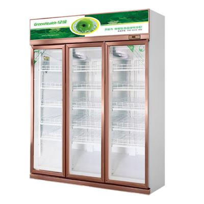 China Three Glass Doors Vertical Economy Beverage Refrigeration Display Freezer for sale